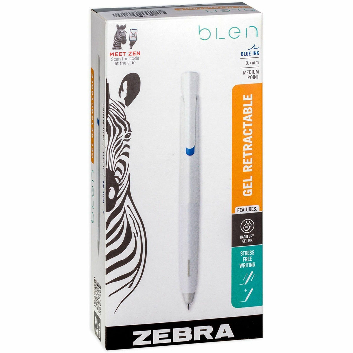 Zebra Pen bLen Retractable Gel Pens - 12 / DZ - Medium Pen Point - 0.7 ...
